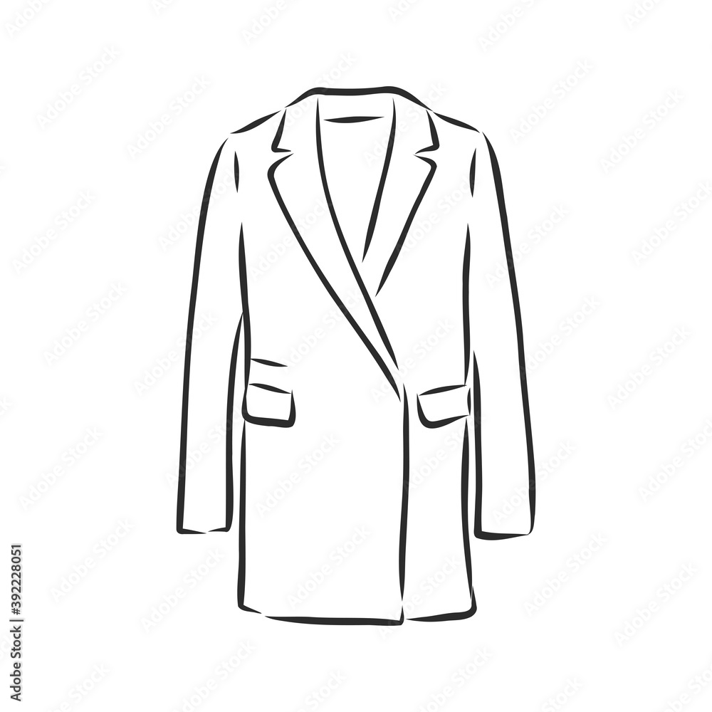 Women's coat, Fashion flat sketch. Technical drawing women's coat ...