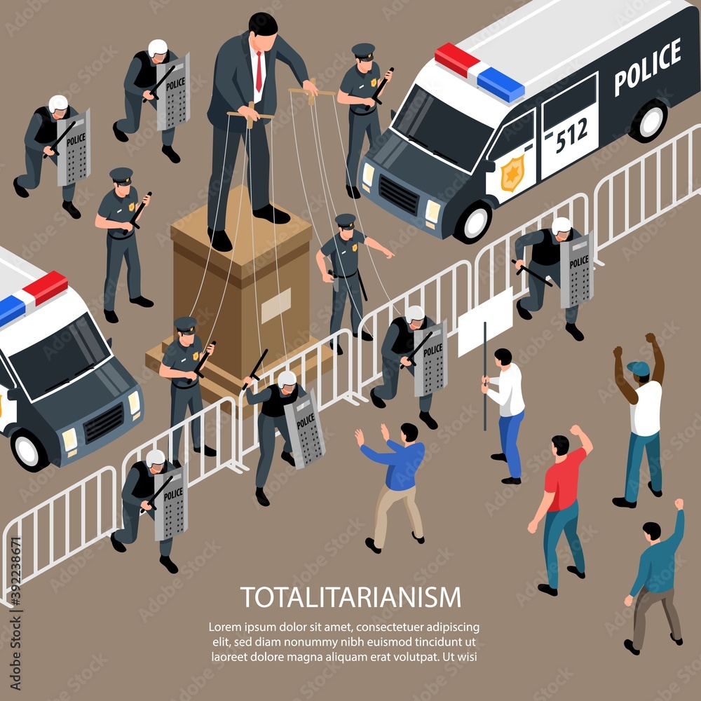 Totalitarianism System Isometric Background Stock Vector | Adobe Stock