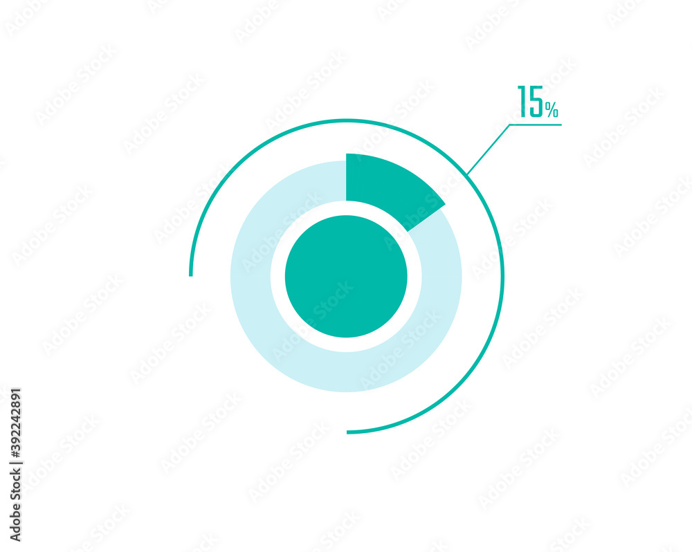 Circle Pie Chart showing 15 Percentage diagram infographic, UI, Web ...