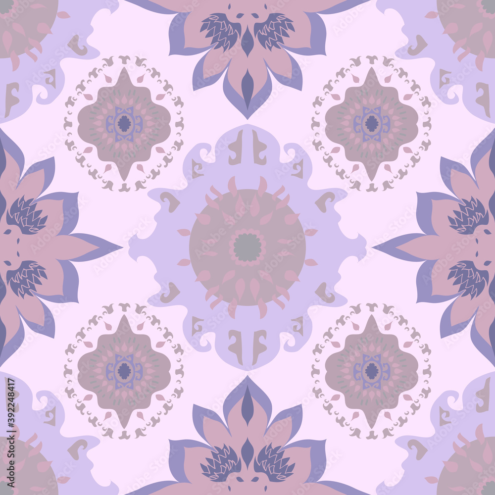 Seamless ornate repeating vector pattern of ornamental abstract shapes ...