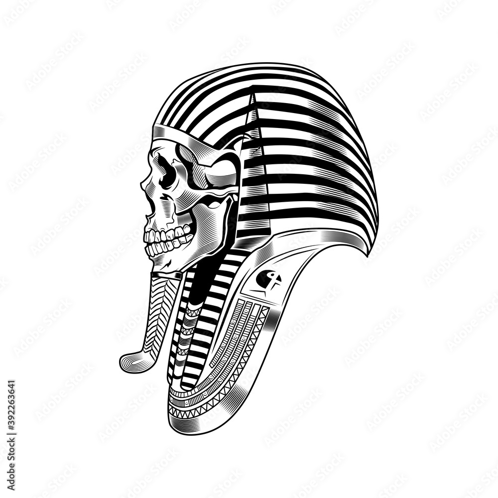 Pharaoh skeleton vector illustration. Egyptian mummy, skeleton, death ...