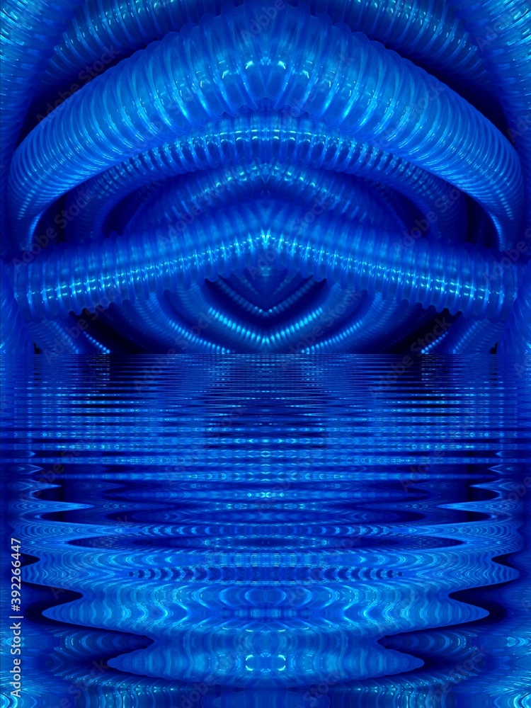 royal blue pvc plastic hose background transformed by reflection to ...