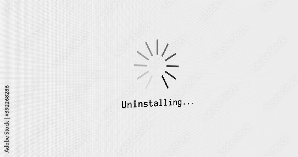 Uninstalling application bar circle computer screen animation loop ... Uninstalling application bar circle computer screen animation loop ...