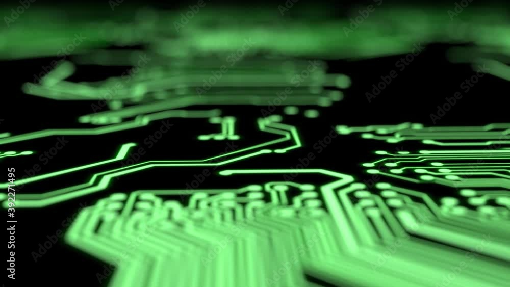 Futuristic motherboard circuit graphic animation background. Printed ...