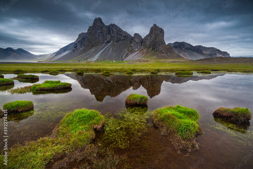 Stunning Reflections Of Eystrahorn Mountain In The South East Of ...