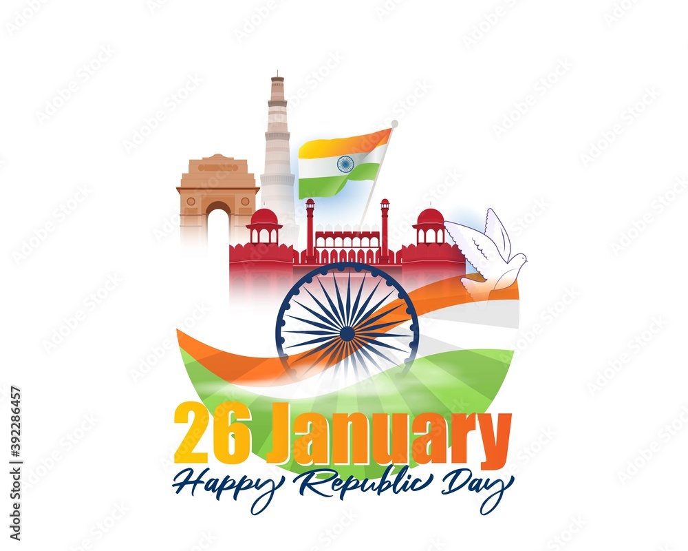 Vector banner of Happy Republic day, 26 january, national holiday of ...