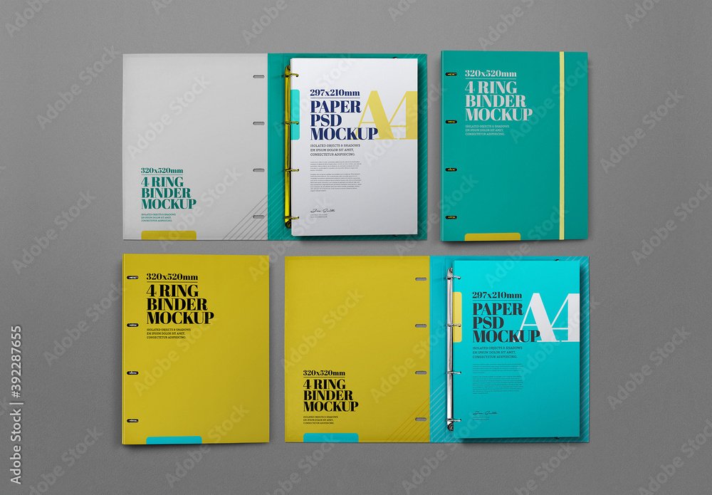 4 Ring Binder Mockups Stock Template | Adobe Stock