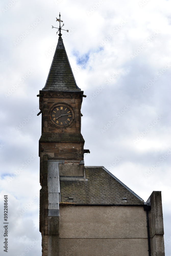 Old Derelict Stone Factory Building with Tower & Clock Stock Photo ...
