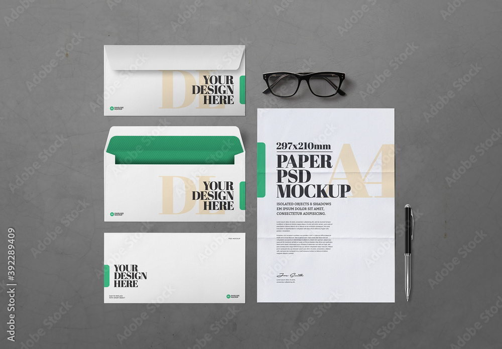 Paper and Envelope Mockups Stock Template | Adobe Stock