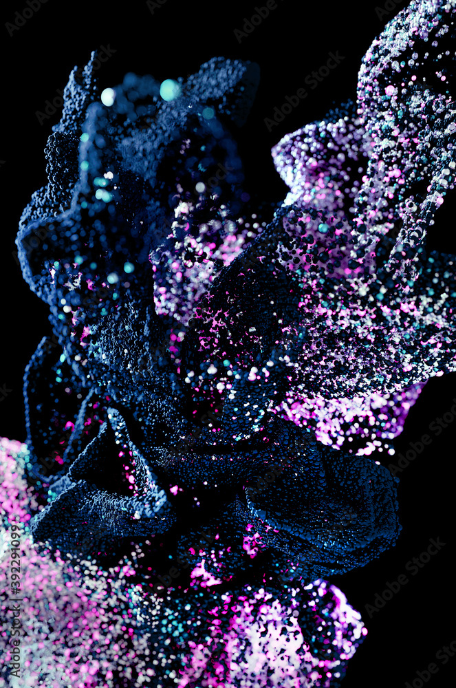 3d render of abstract art with surreal growing explosion smoke cloud ...