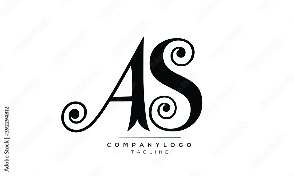 AS initials monogram letter text alphabet logo design Stock Vector ...