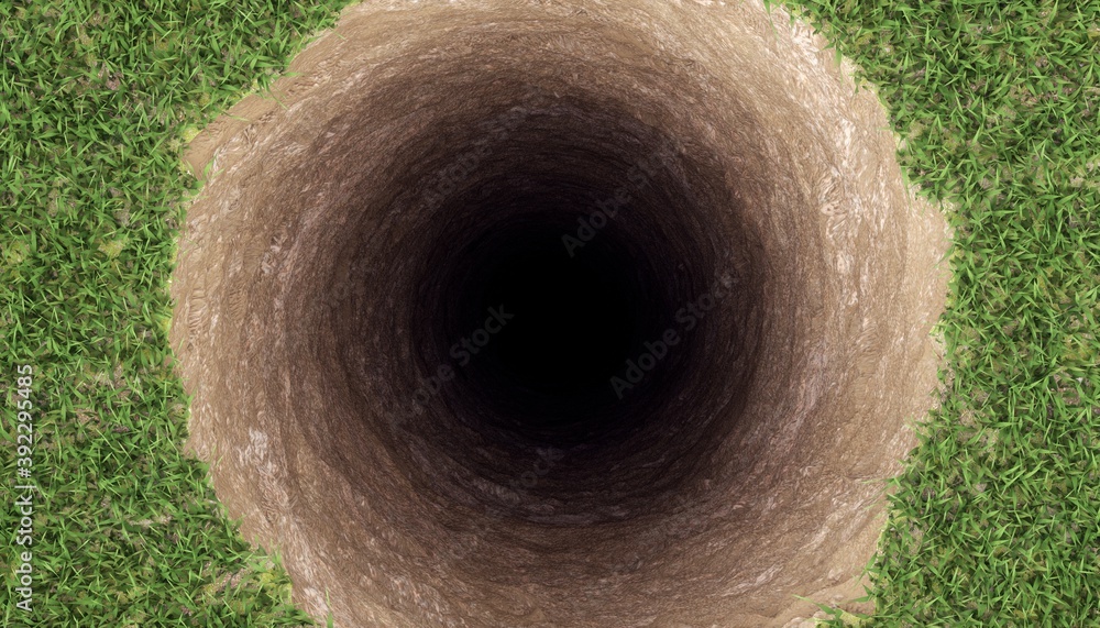 Big bottomless hole in the ground. Stock Photo | Adobe Stock