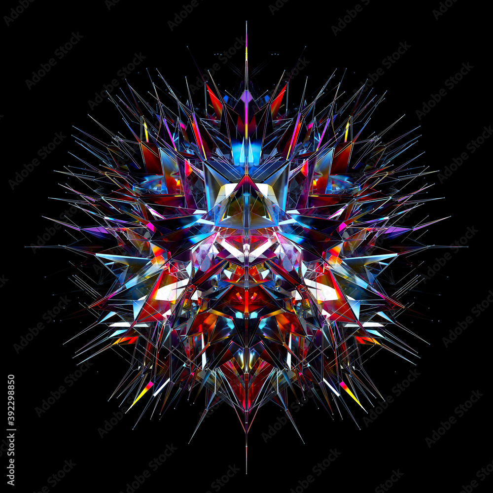 3d render of abstract art with surreal alien fractal diamond crystal ...