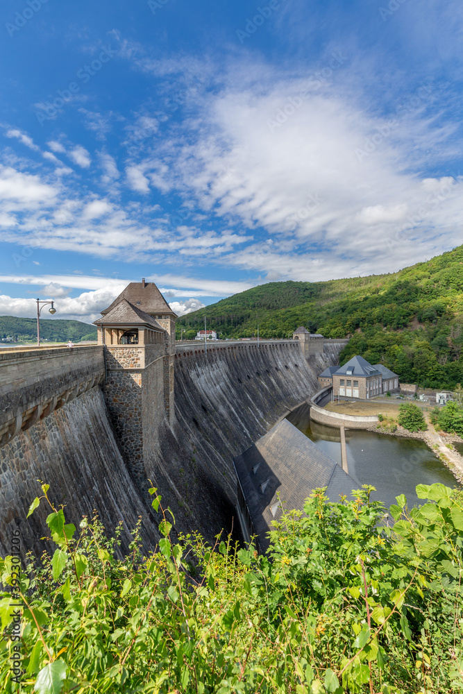 The Edersee Dam, a hydroelectric dam spanning the Eder river in ...