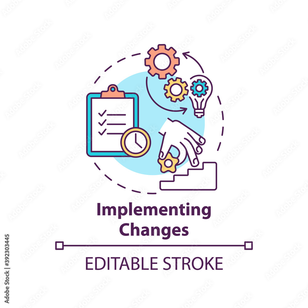 Implementing changes concept icon. Business consulting stage idea thin ...