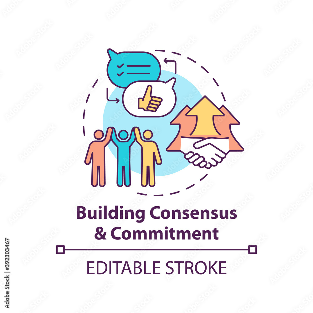 Building consensus and commitment concept icon. Business consulting ...