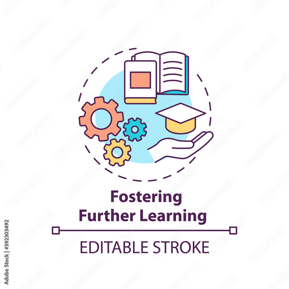 Fostering further learning concept icon. Business consulting stage idea ...