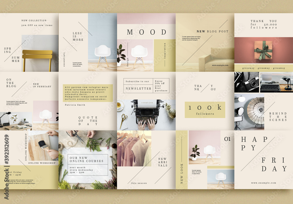 Social Media Post Layout Set Stock Template | Adobe Stock