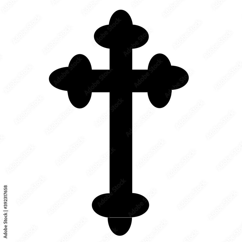 budded cross symbol with white background. very old Christian cross ...