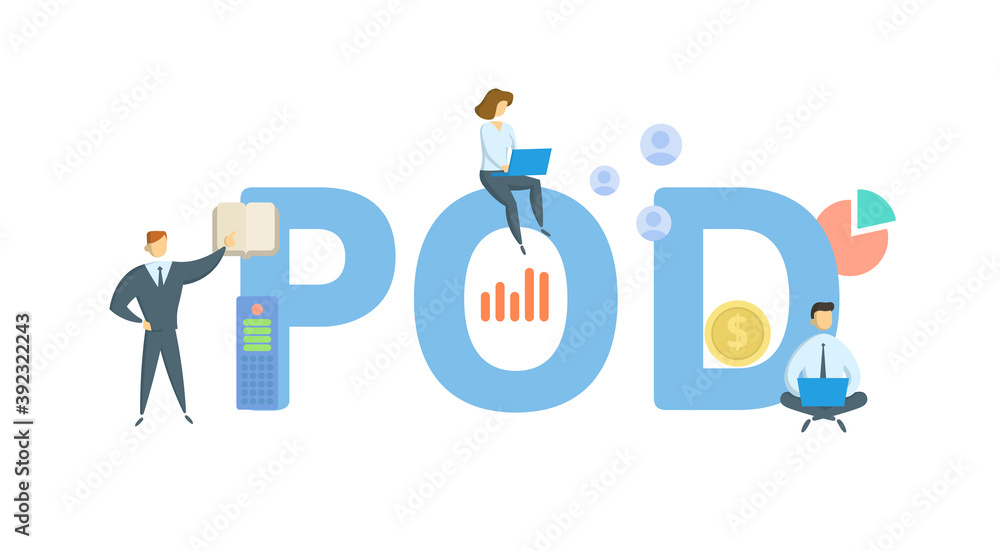POD, Proof Of Delivery. Concept with keywords, people and icons. Flat ...