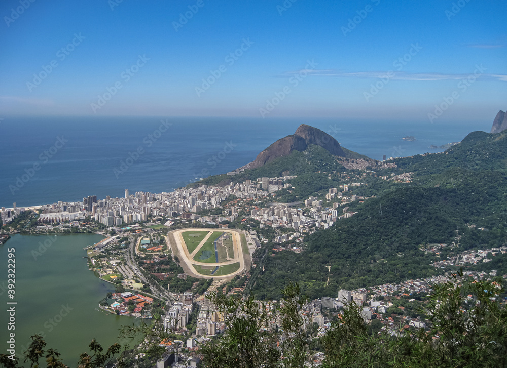 Rio de Janeiro, Brazil - December 24, 2008: Aerial view of green Lagoa ...