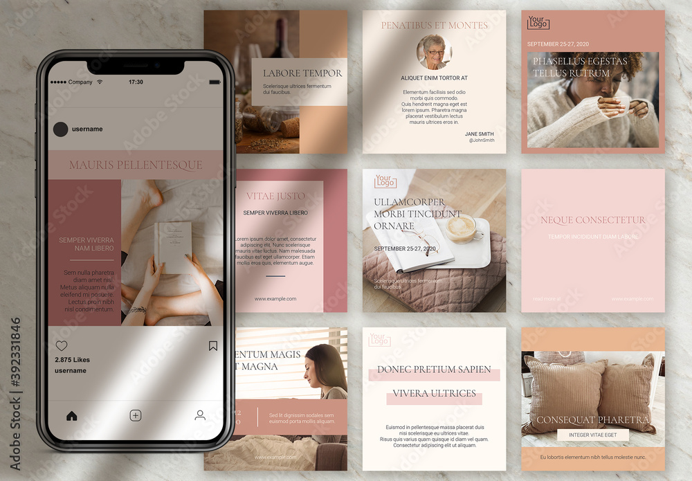 Minimalistic Social Media Profile Layout in Warm Shades Stock Template ...