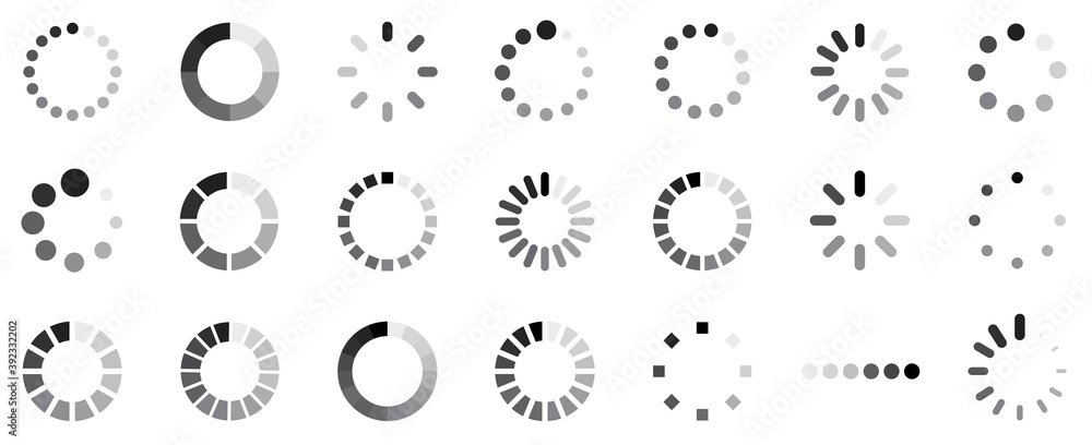 Loading icon set. load. Circle loader collection. load bar icons ...
