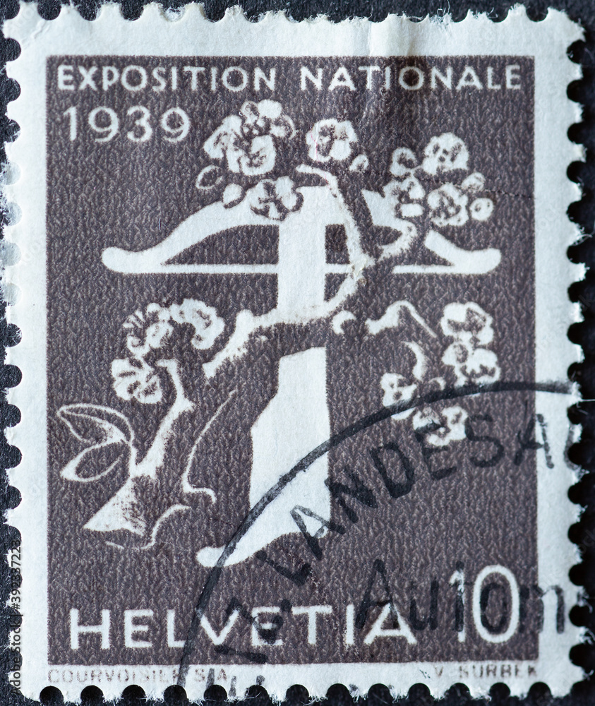 Foto de Switzerland - Circa 1939: a postage stamp printed in the swiss ...