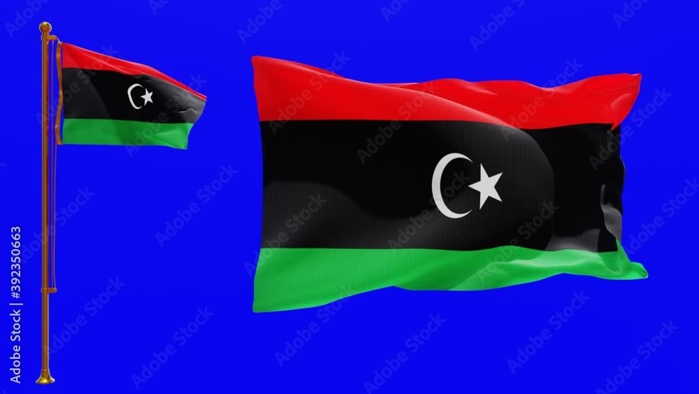 Flags of Libya with Green Screen Chroma Key High Quality 4K UHD 60FPS ...
