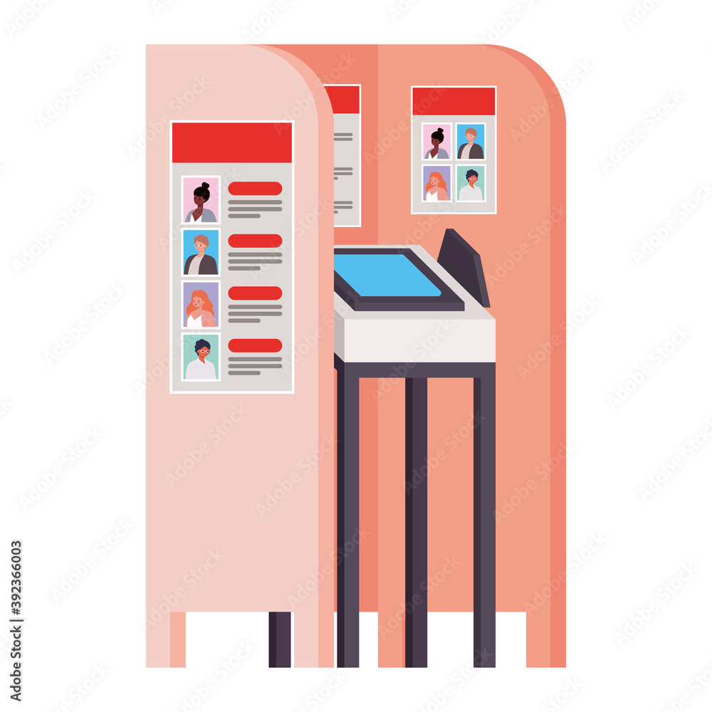 voting booth with modern automated secure electronic voting machine ...