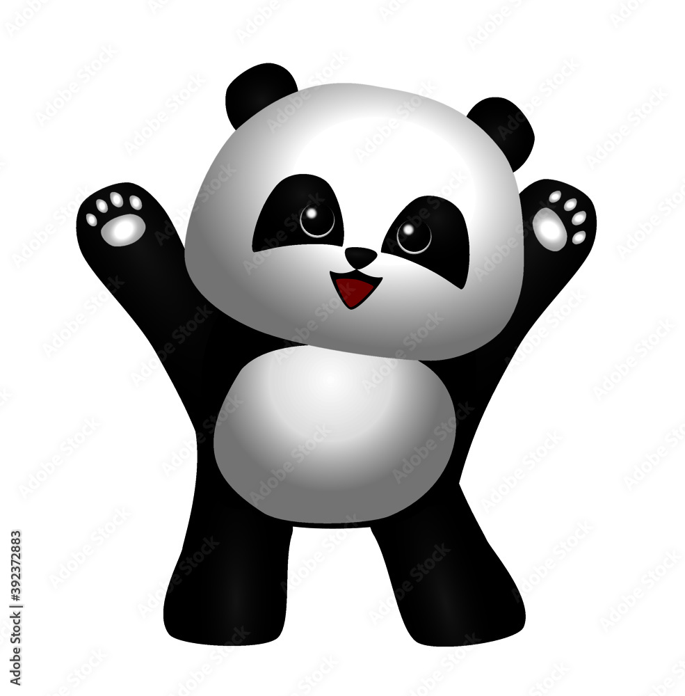 cartoon baby panda standing hands up Stock Vector | Adobe Stock