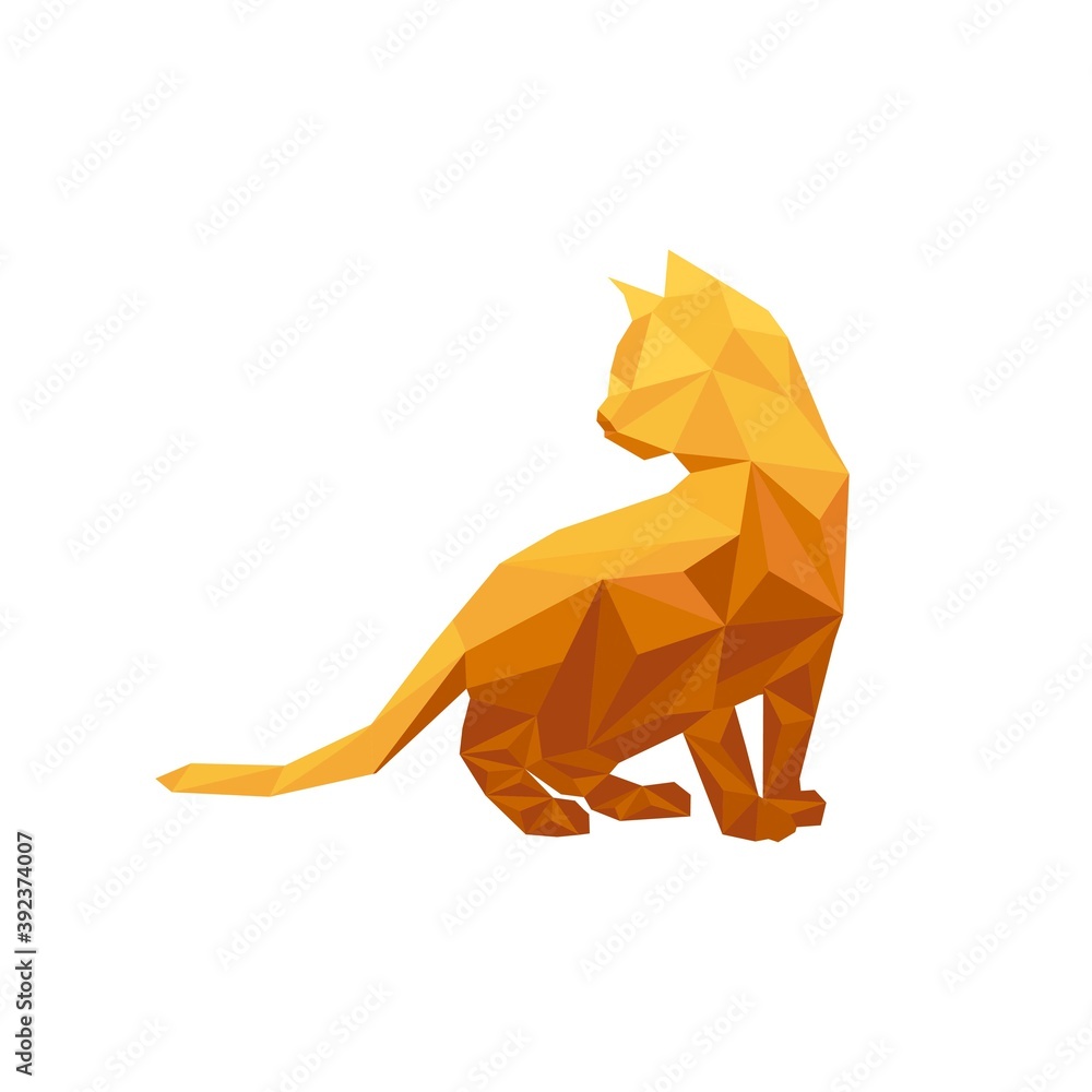 Colorful cat triangle polygonal model. logos emblems and design ...