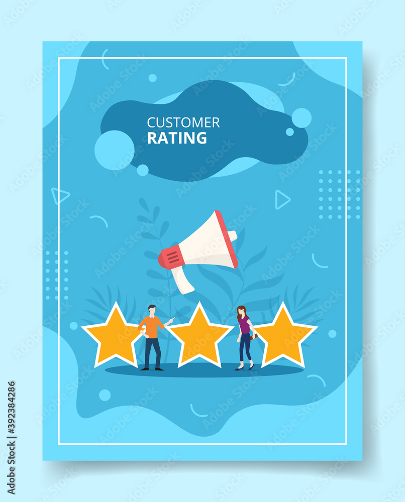 customer rating people standing among star shape for template of ...