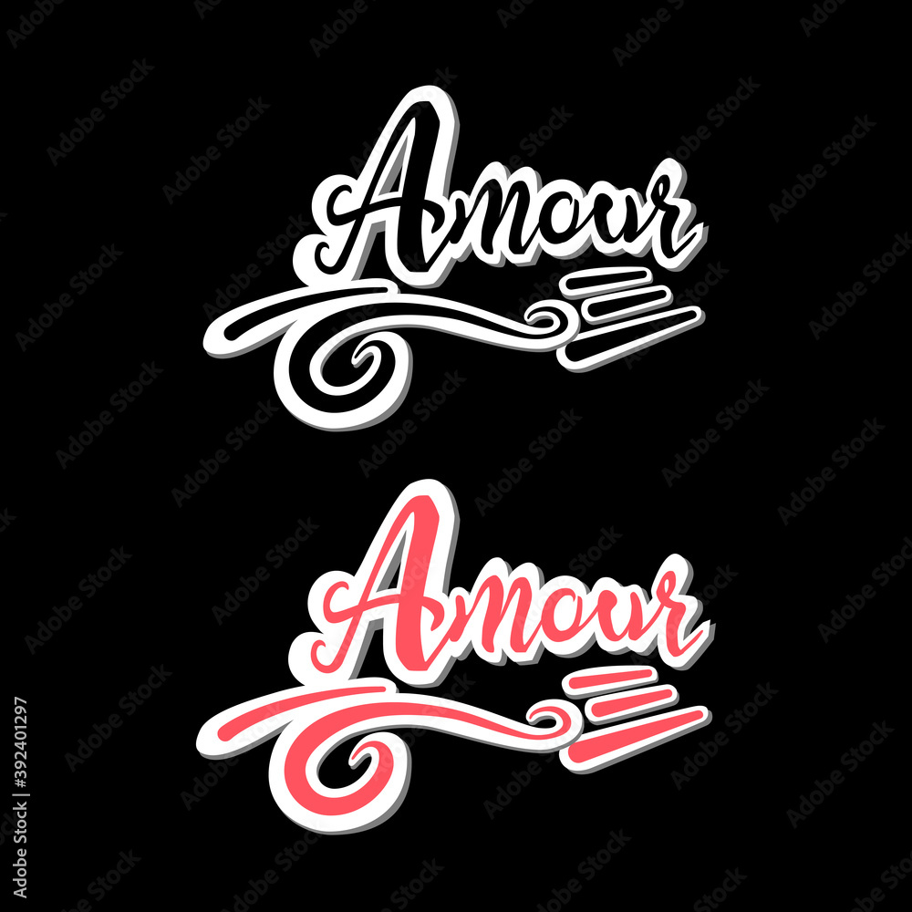 Vector illustration of handwritten in french word love isolated on the ...
