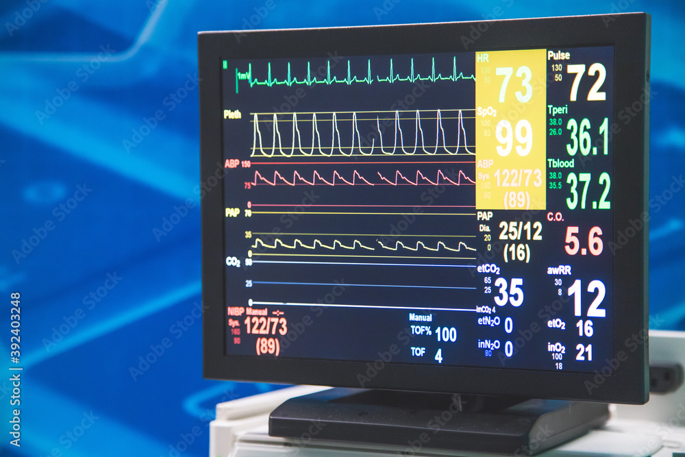 Monitoring of patient’s condition and vital signs with a monitor in ...