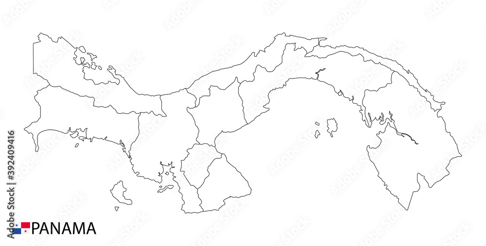 Vetor de Panama map, black and white detailed outline regions of the ...