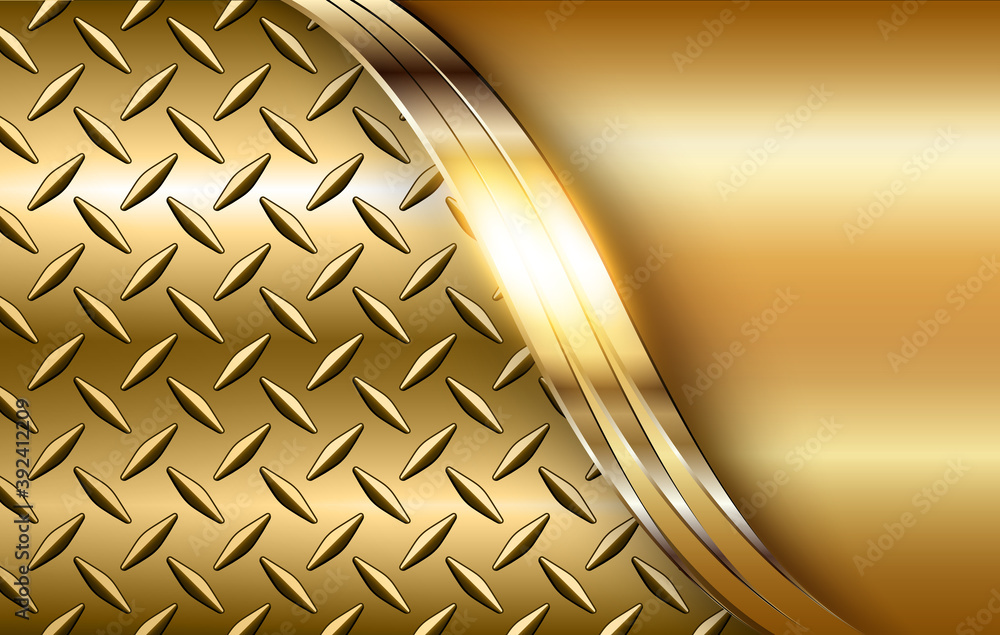 Gold metal background, golden 3D elegant shiny metallic design with ...