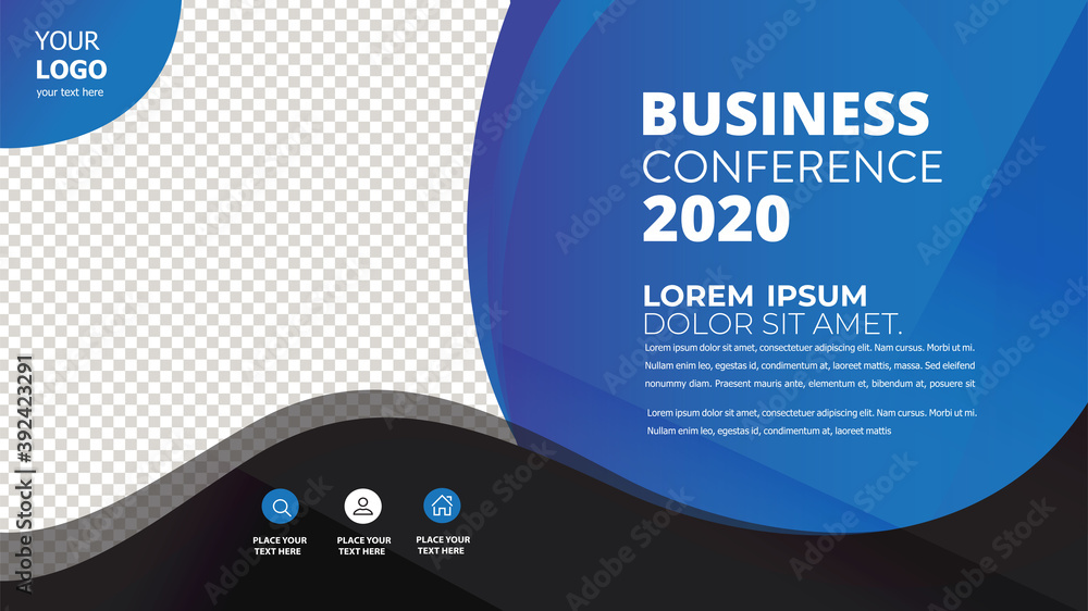 Banner design with blue geometric background. Vector illustration Stock ...