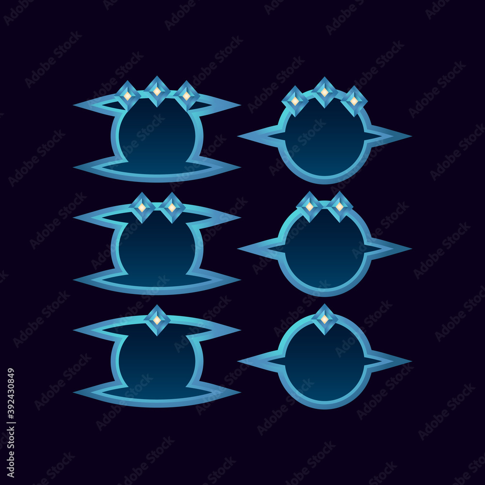 Set Of Fantasy Game Ui Border Avatar Frame With Grade For Gui Asset Elements Vector Illustration