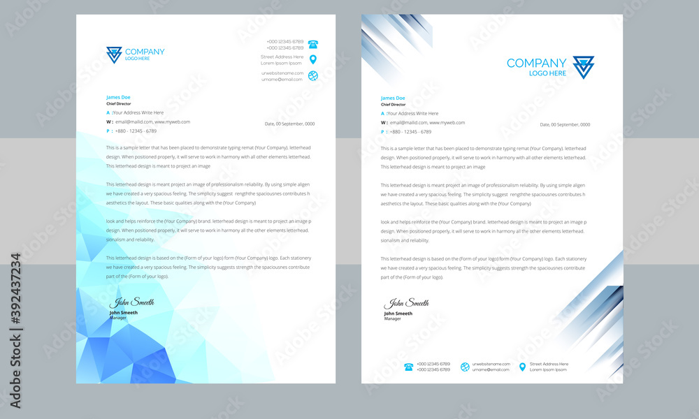 Abstract Letterhead Design Template Stock Vector | Adobe Stock