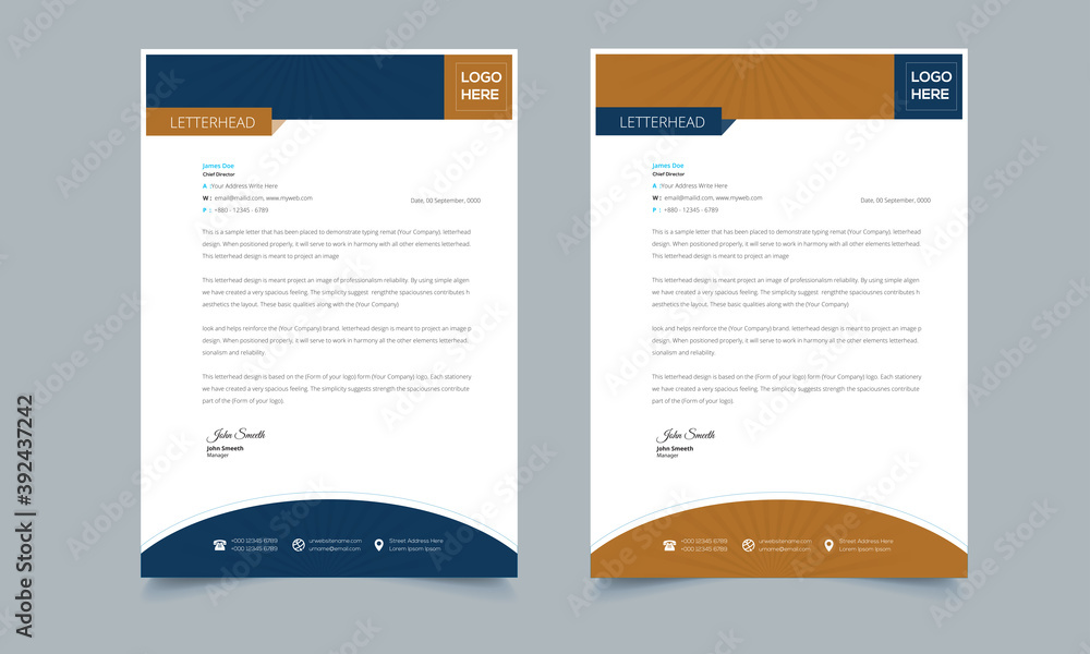 Abstract Letterhead Design Template Stock Vector | Adobe Stock