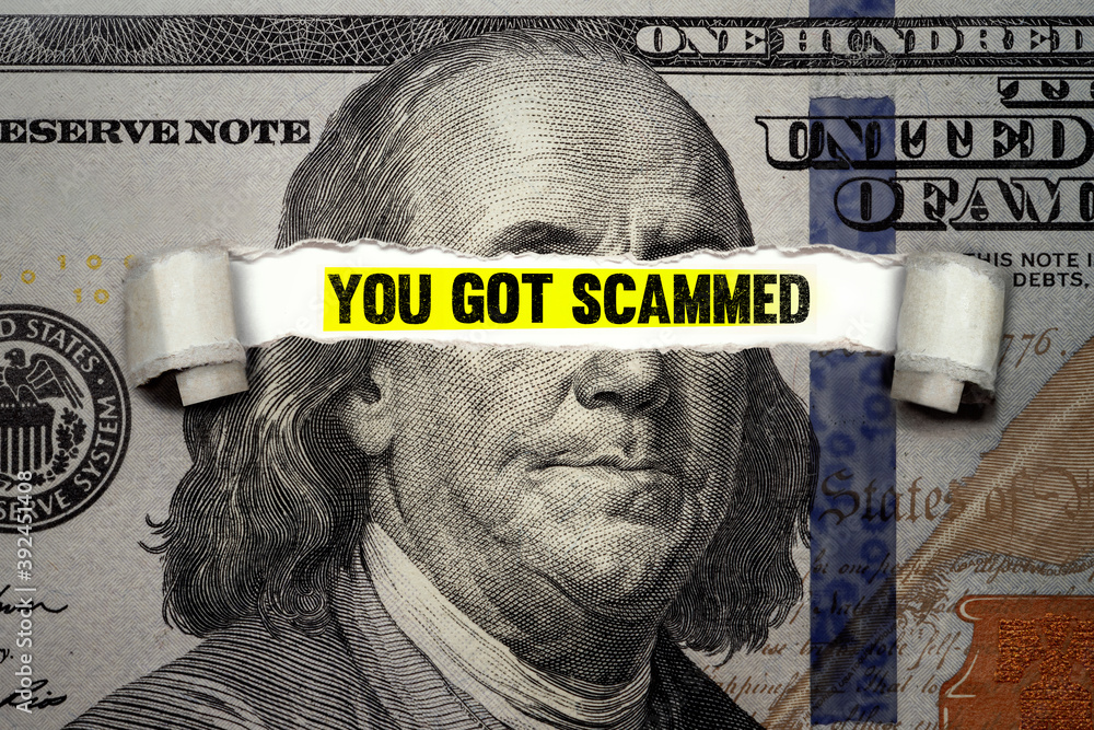 Bill torn revealing words You got Scammed. Idea for What to do if you ...