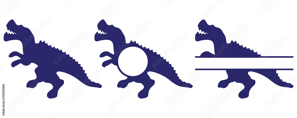 Rex dinosaur silhouette and cut monogram with s space for name ...