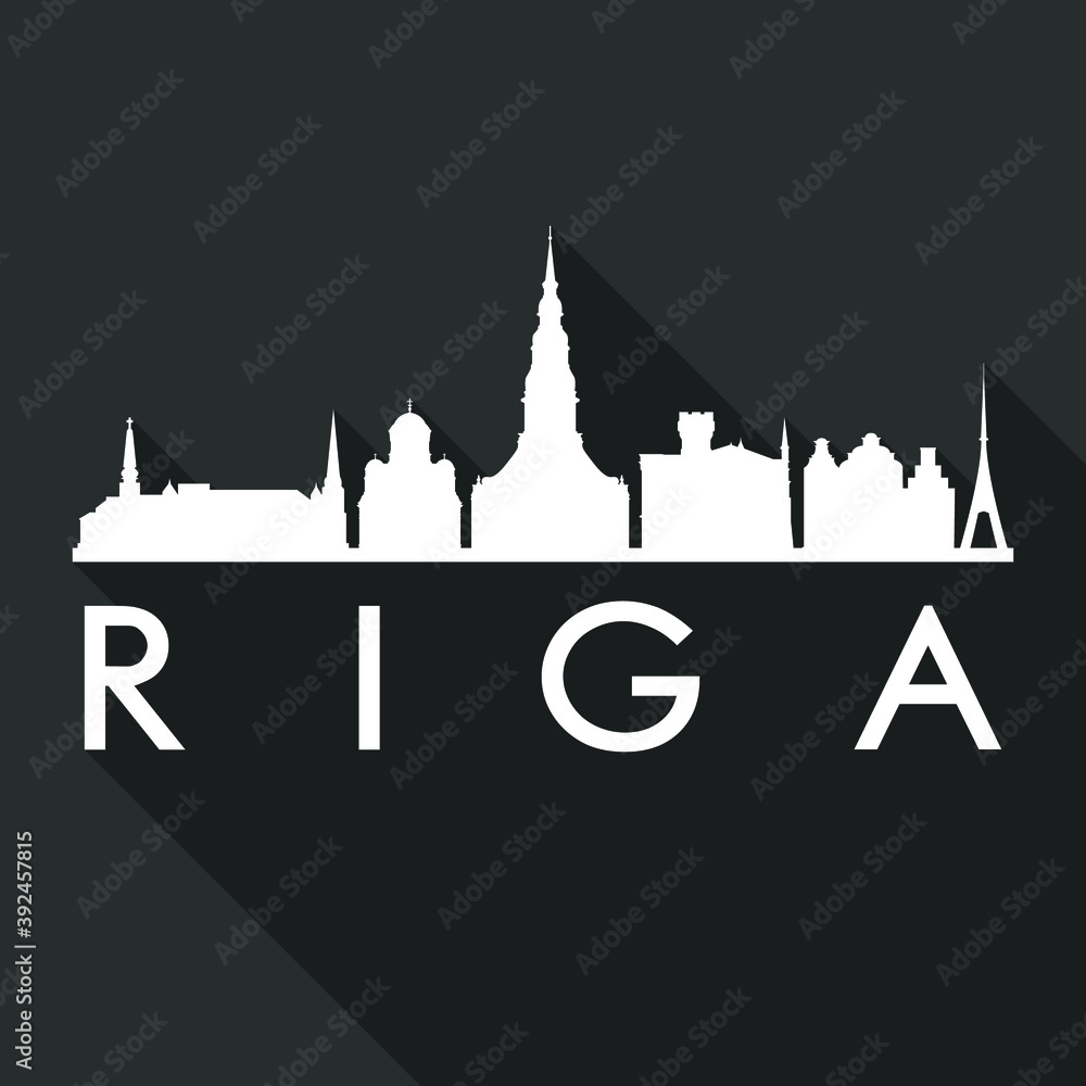 Riga Latvia Flat Icon Skyline. A Silhouette Design City Vector Art ...
