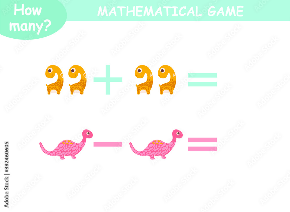 examples of addition and subtraction with dinosaurs. educational page ...