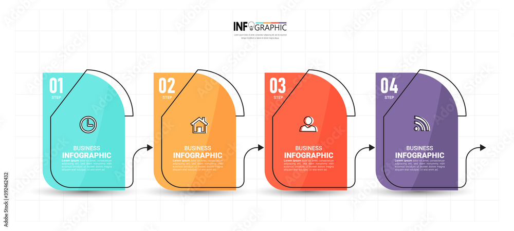 4 Steps Timeline Infographics design template. Stock Vector | Adobe Stock