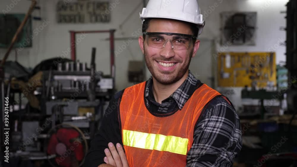 Close up portrait of a handsome confident male caucasian engineer or ...