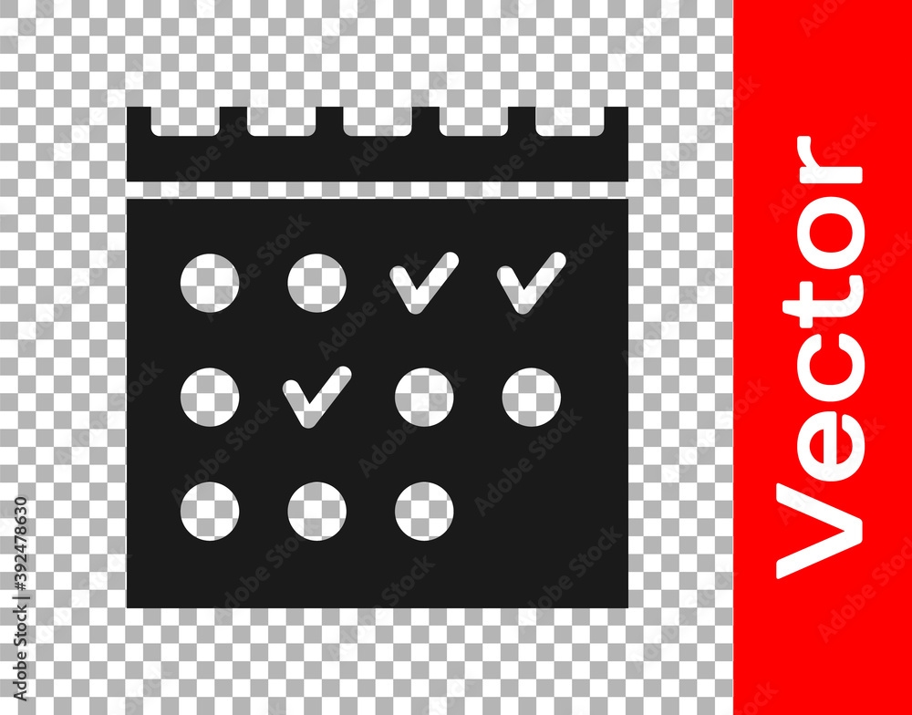 Black Hotel booking calendar icon isolated on transparent background ...