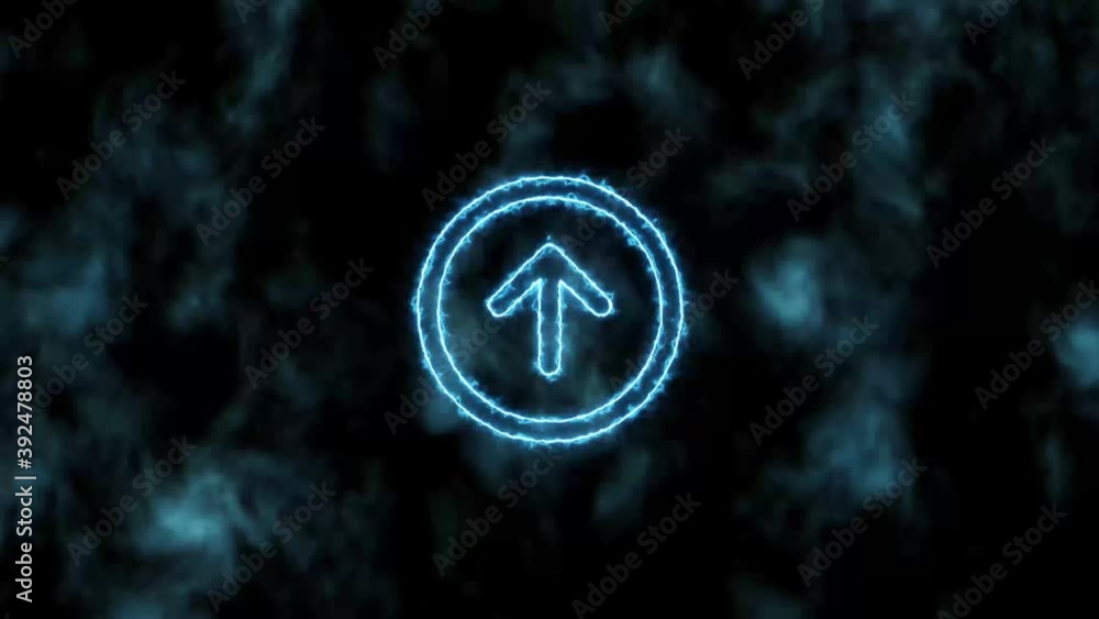 Stop motion. The blue arrow-up icon gradually increases and changes ...