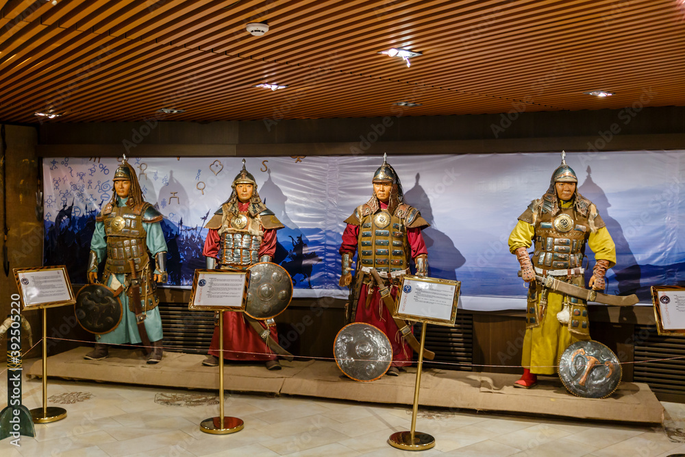 Tsonjin boldog, Mongolia - September 14, 2018: Wax figures of the sons ...